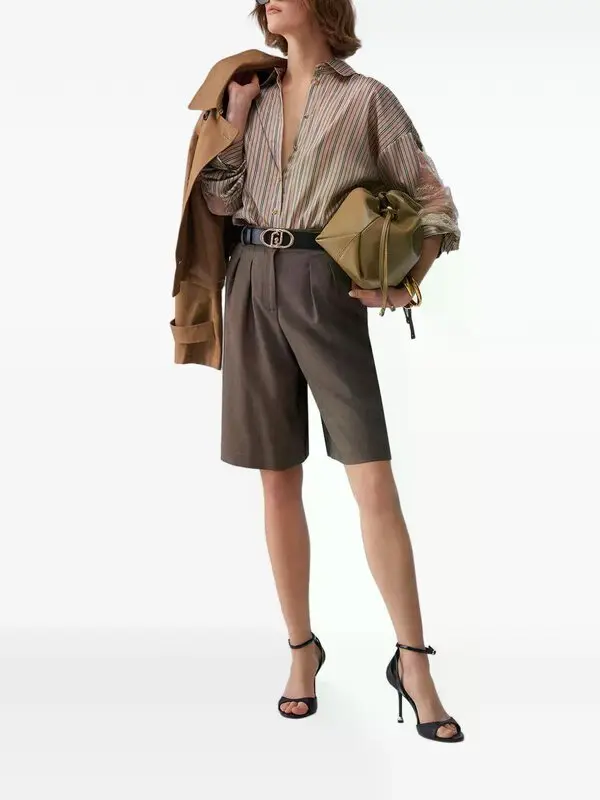 Liu Jo Mélange Pleated Denim Shorts - Brown