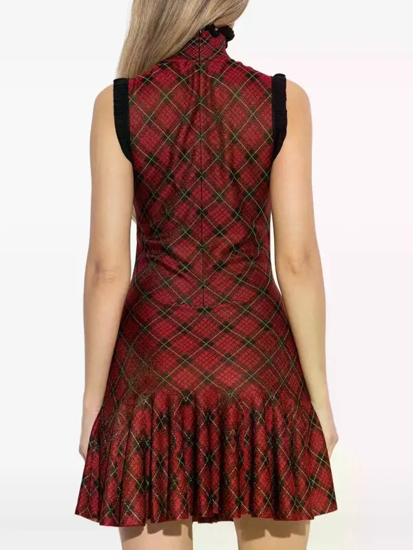 Alexander McQueen Ruffled Tartan Mini Dress - Red