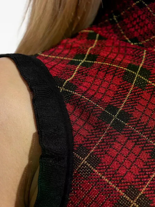 Alexander McQueen Ruffled Tartan Mini Dress - Red