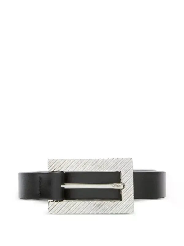 Attico Leather Buckle Belt - Black