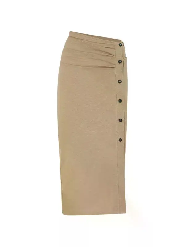 Attico Ruched Skirt With Button Detailing