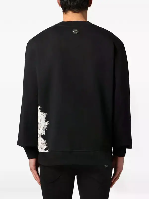 Philipp Plein Ceramic Signature Round Neck Sweatshirt - Black