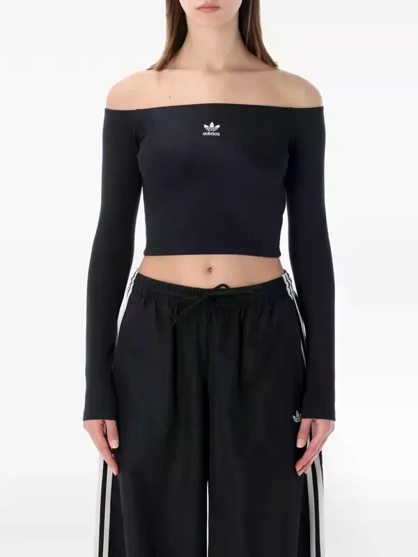 Adidas Off-shoulder Long-sleeve T-shirt - Black