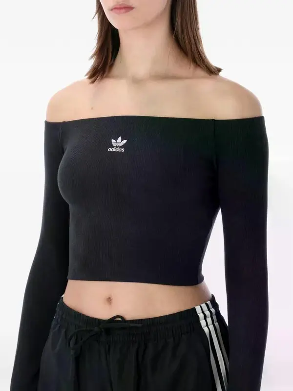 Adidas Off-shoulder Long-sleeve T-shirt - Black
