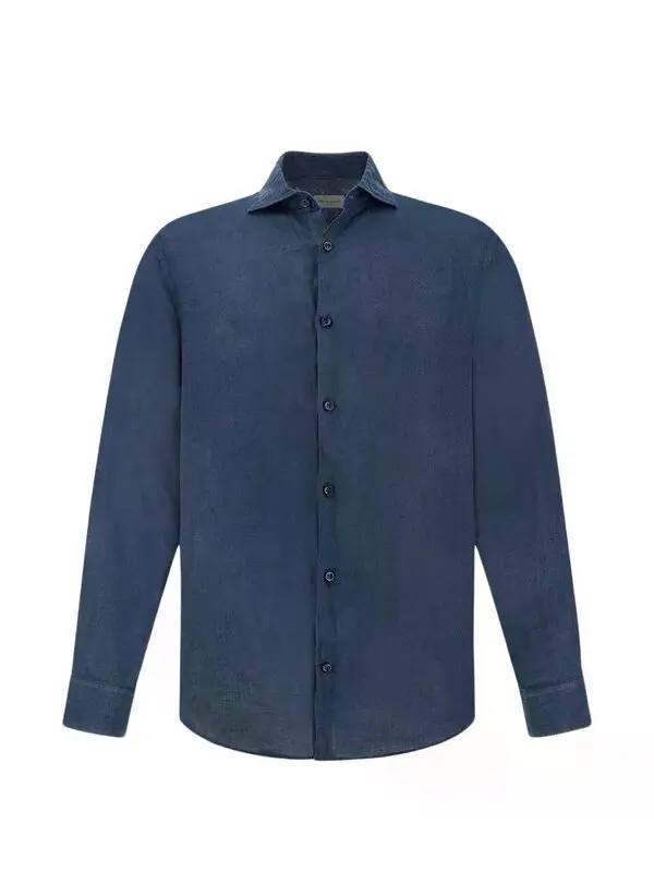Paul & Shark Garment-dyed Linen Shirt - Blue