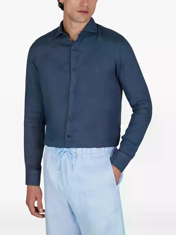 Paul & Shark Garment-dyed Linen Shirt - Blue