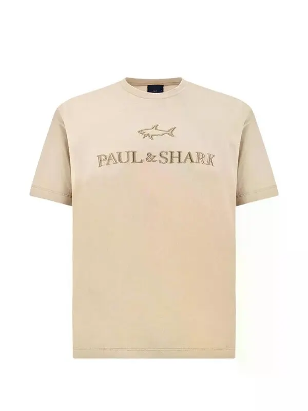 Paul & Shark Logo-embroidered Cotton Jersey T-shirt - Neutrals
