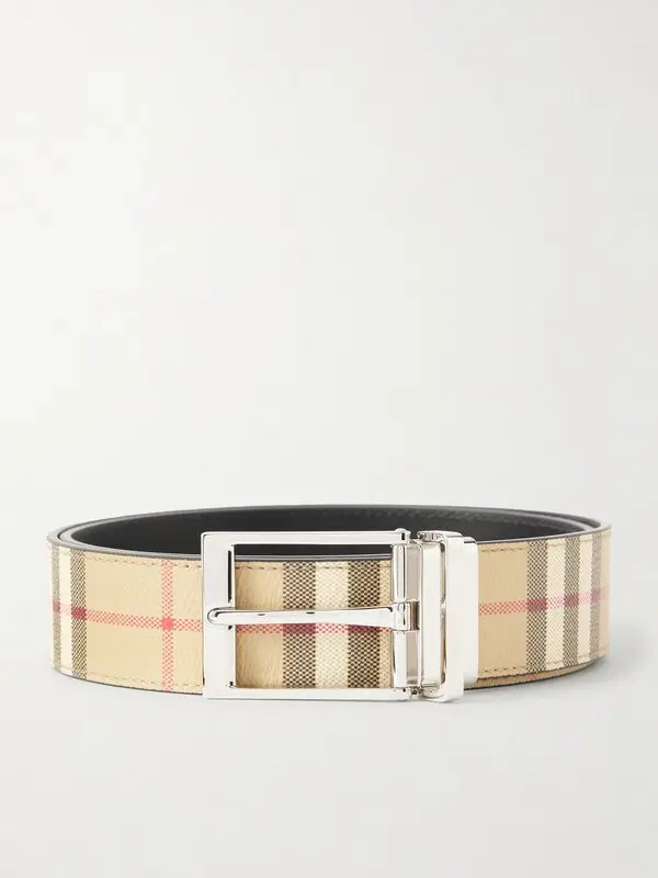 Burberry 3.5cm Reversible Checked Coated-leather Belt - Neutrals