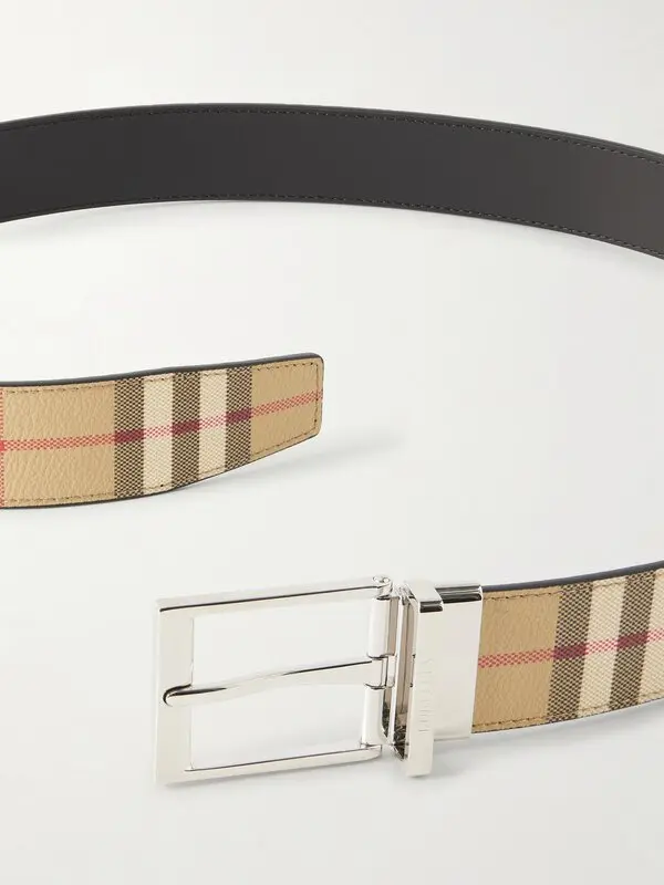 Burberry 3.5cm Reversible Checked Coated-leather Belt - Neutrals
