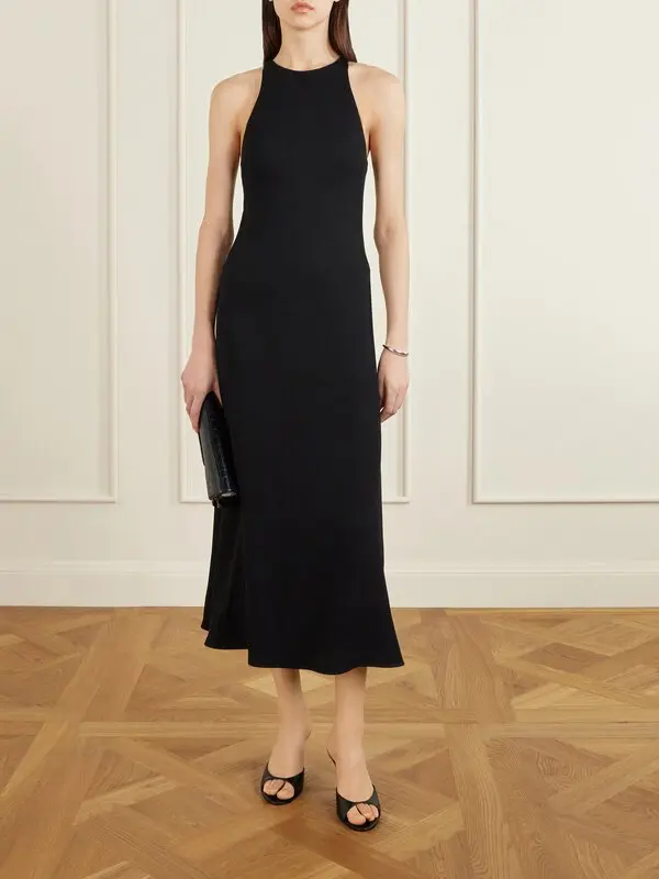 BLAZÉ MILANO Skyros Pleated Crepe Midi Dress - Black