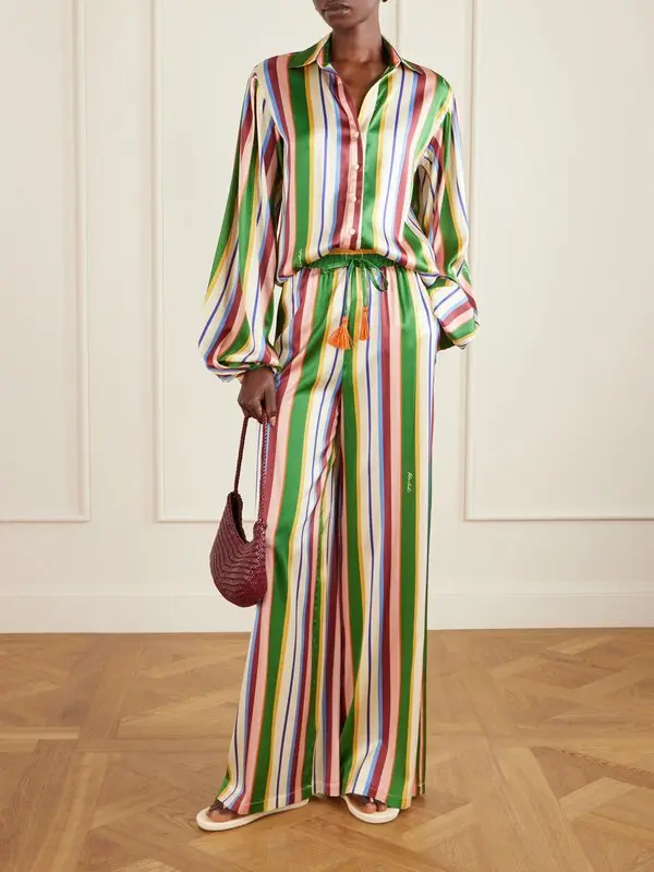 CRISTIANO MARCHELI Mia Striped Stretch-silk Satin Shirt