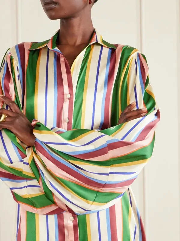 CRISTIANO MARCHELI Mia Striped Stretch-silk Satin Shirt