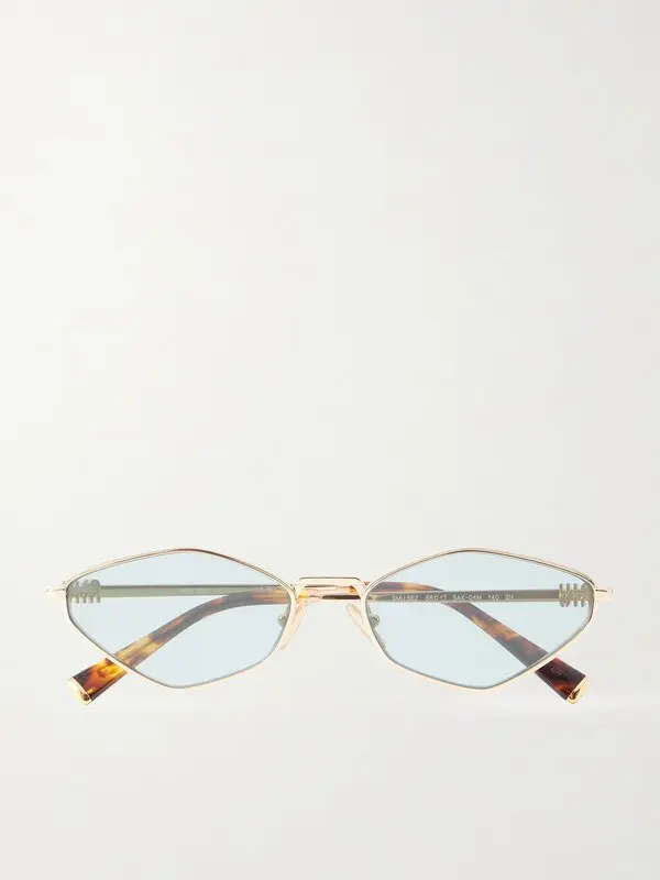 Miu Miu Oval Frame Sunglasses - Gold