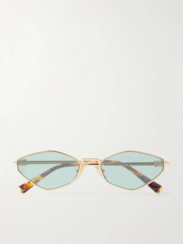 Miu Miu Tone Hexagon Frame Sunglasses - Gold