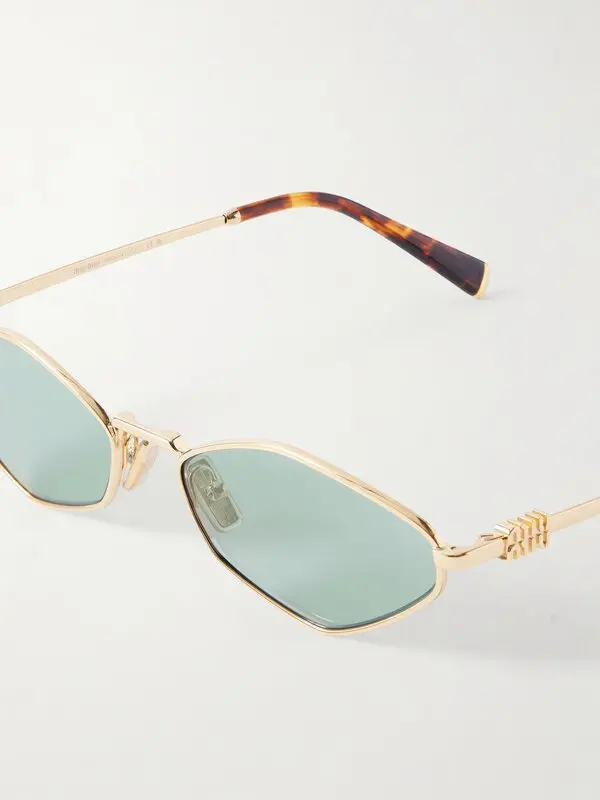 Miu Miu Tone Hexagon Frame Sunglasses - Gold