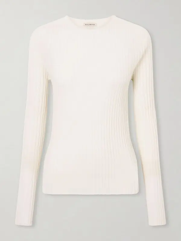 KALLMEYER Fabi Ribbed Merino Wool Top - Ivory