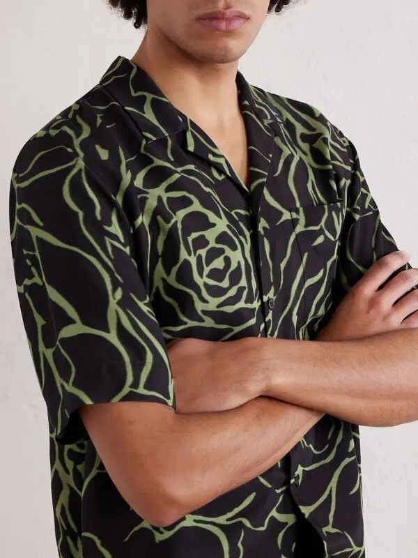 Dries Van Noten Camp-collar Printed Twill Shirt