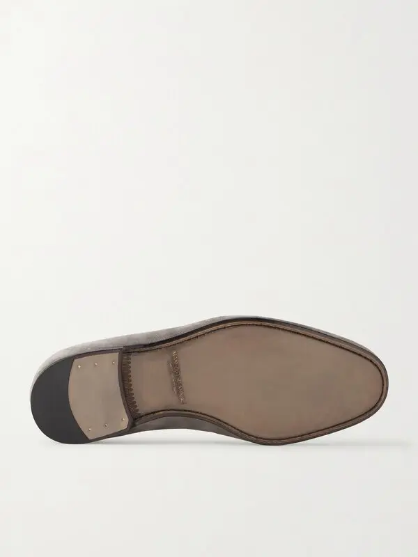 Manolo Blahnik Modena Leather-trimmed Suede Loafers