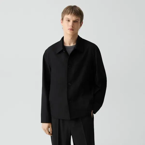 Theory Boxy Jacket In Twill Blend - Black