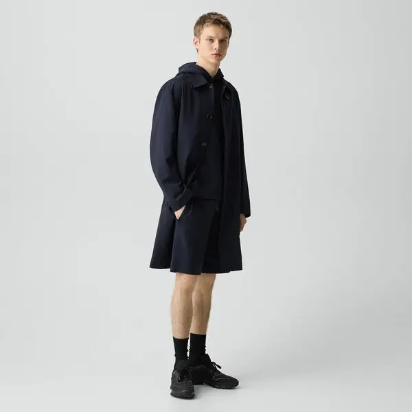 Theory Balmacaan Coat In Motion Wool - Eclipse