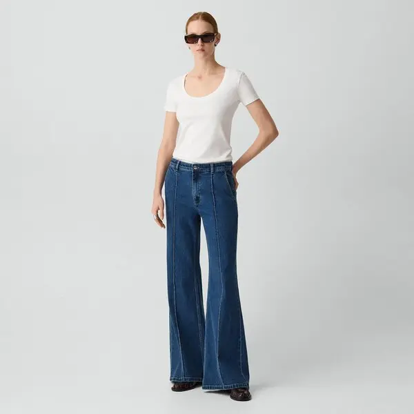 Theory Fluid Flare Jean In Essential Denim - Ocean Blue