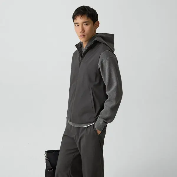 Theory Motion Wool Zip Up Vest - Charcoal Melange