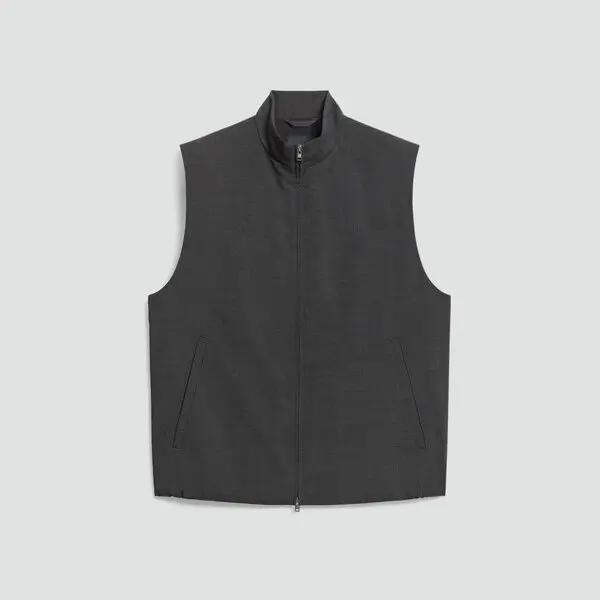 Theory Motion Wool Zip Up Vest - Charcoal Melange