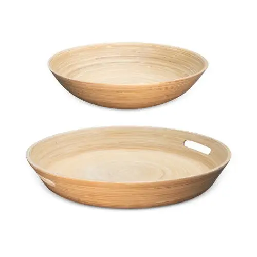 LEXA 2 Piece Serving Tray & Salad Bowl Set - Natural
