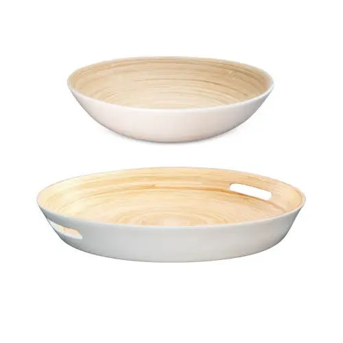 LEXA 2 Piece Serving Tray & Salad Bowl Set - White