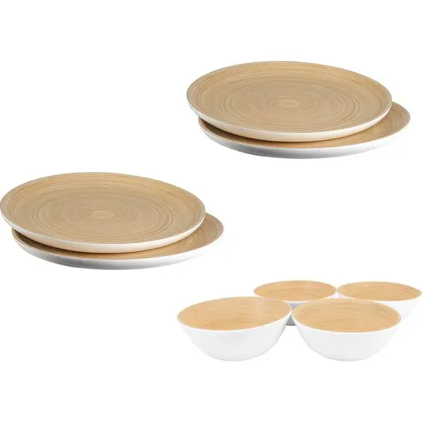 LEXA 8 Piece Plate & Salad Bowl Set - White