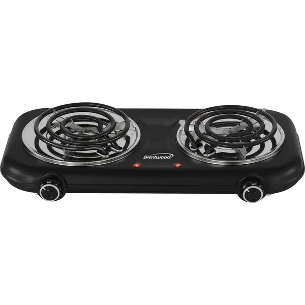 BRENTWOOD Countertop Double Coiled Electric Burner - Black