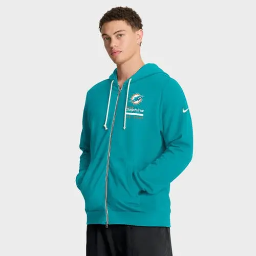 Nike Miami Dolphins Sideline Standard Issue Utility Player Dri-fit Full-zip Hoodie - Aqua