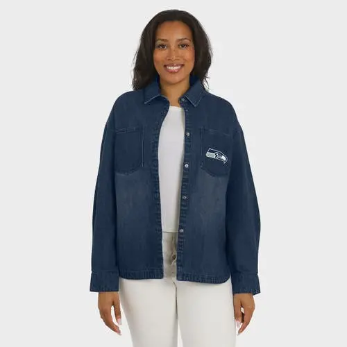 WEAR BY ERIN ANDREWS Seattle Seahawks Oversized Shacket - Denim