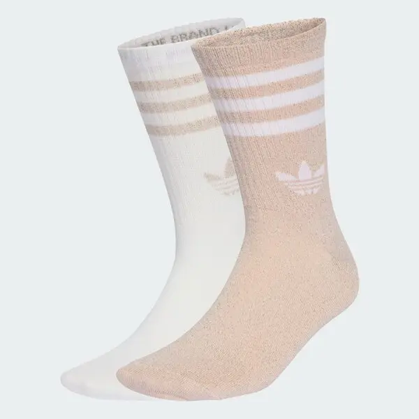 Adidas 3-stripes Glitter Crew Socks 2 Pairs - Blush Pink / White