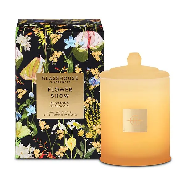 GLASSHOUSE FRAGRANCES Flower Show Jar Candle, 13.4 Oz - Yellow