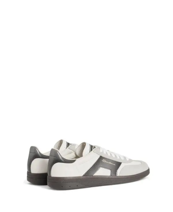 Santoni Leather And Suede Sneakers - White