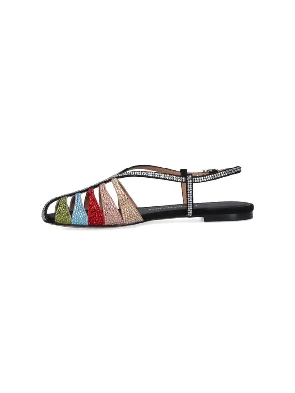 FERRAGAMO Caged Rhinestone Sandals - Multi