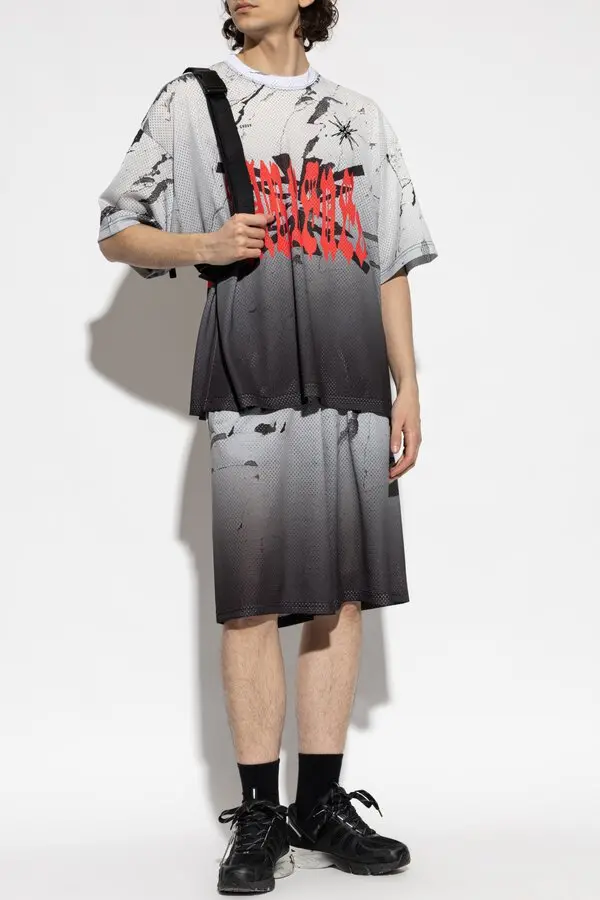 44 LABEL GROUP Perforated Knee Length Shorts - Grey