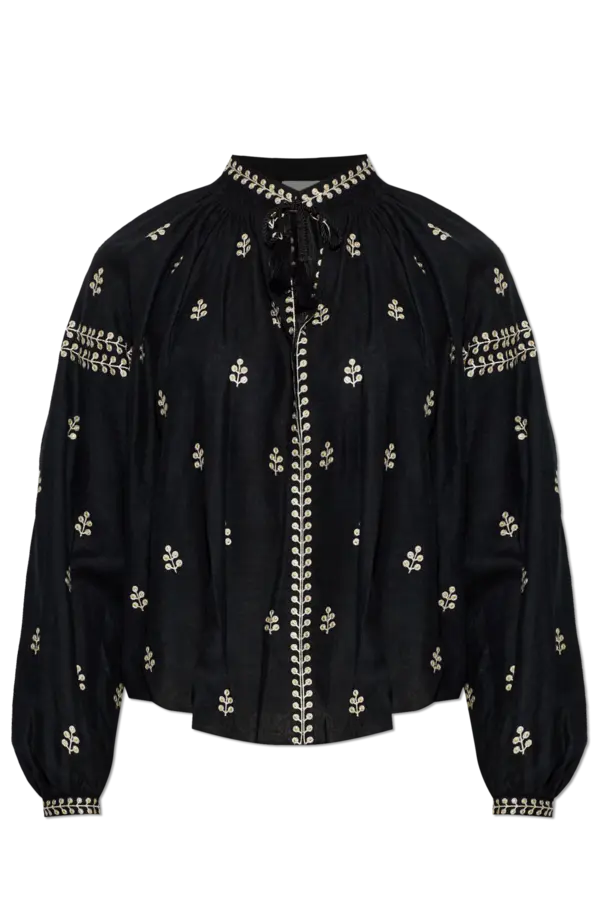 Isabel Marant Étoile Rodis Embroidered Silk Shirt - Black