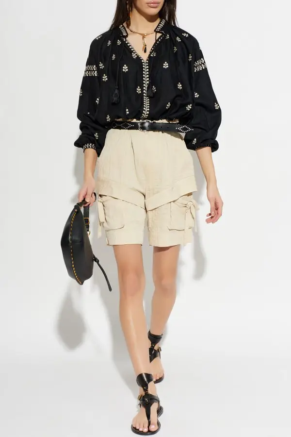 Isabel Marant Étoile Rodis Embroidered Silk Shirt - Black