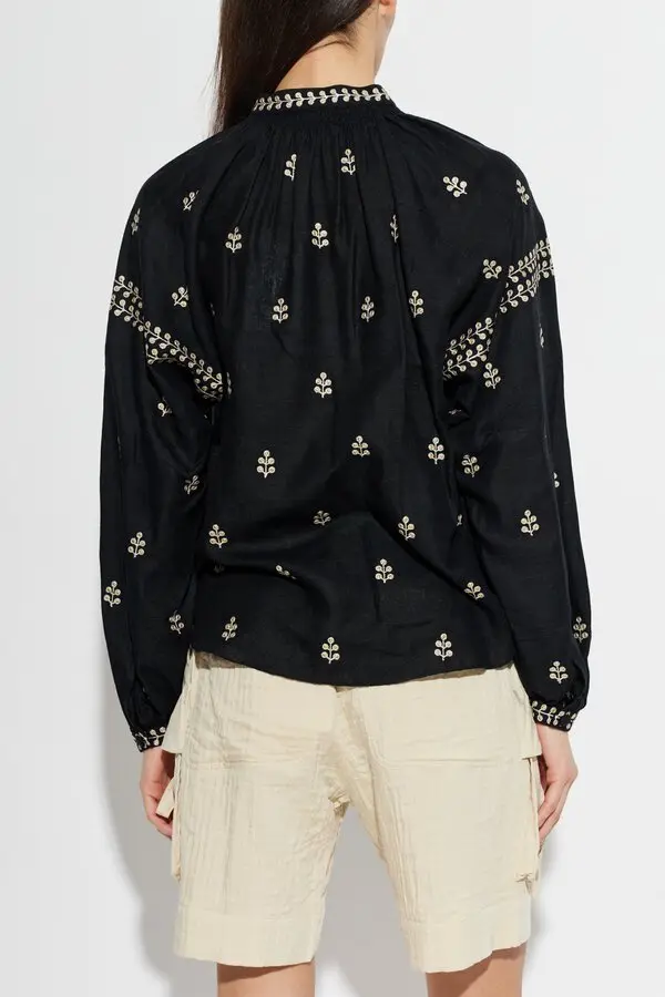 Isabel Marant Étoile Rodis Embroidered Silk Shirt - Black