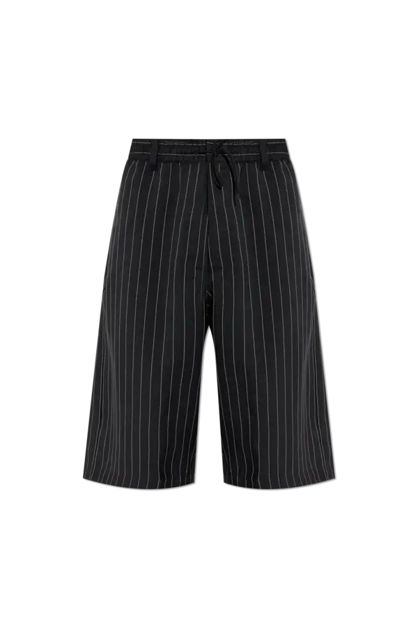 Y3 Pinstripe Pattern Knee-length Shorts - Black