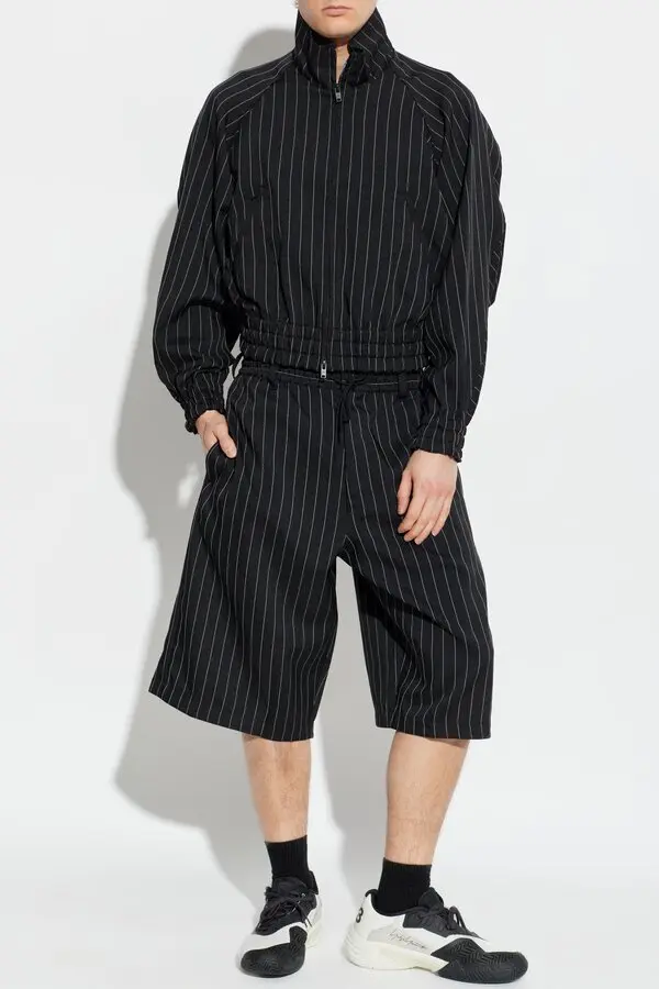 Y3 Pinstripe Pattern Knee-length Shorts - Black