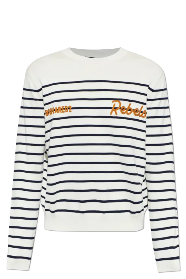 Dsquared2 Striped Logo Sweater - White