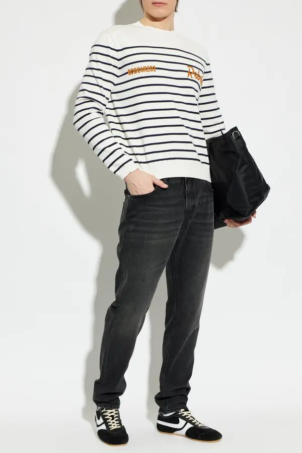 Dsquared2 Striped Logo Sweater - White