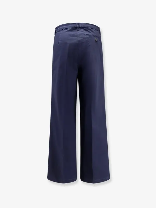 Aspesi Stretch Cotton Wide Leg Trousers - Blue