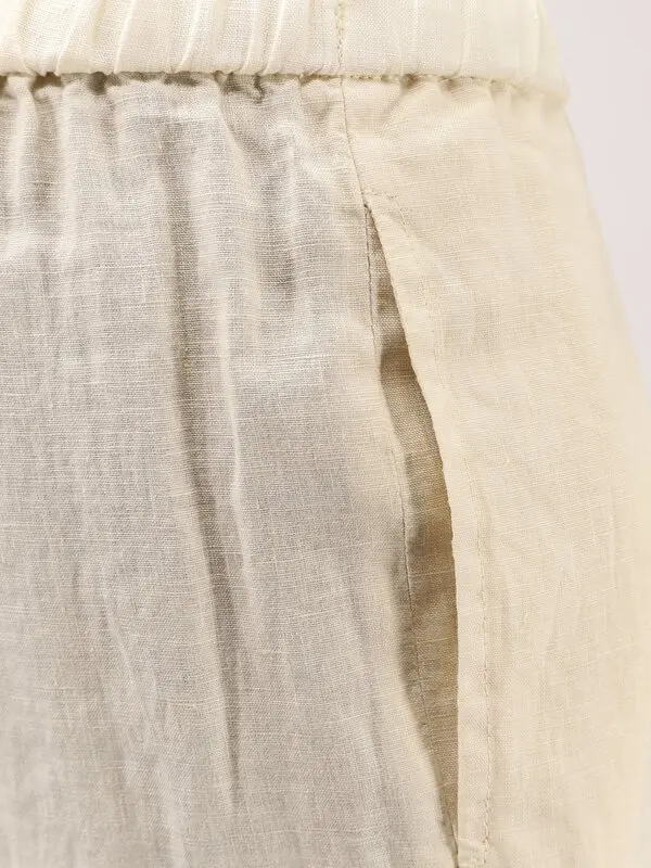 Aspesi Linen Wide Leg Trousers - Beige