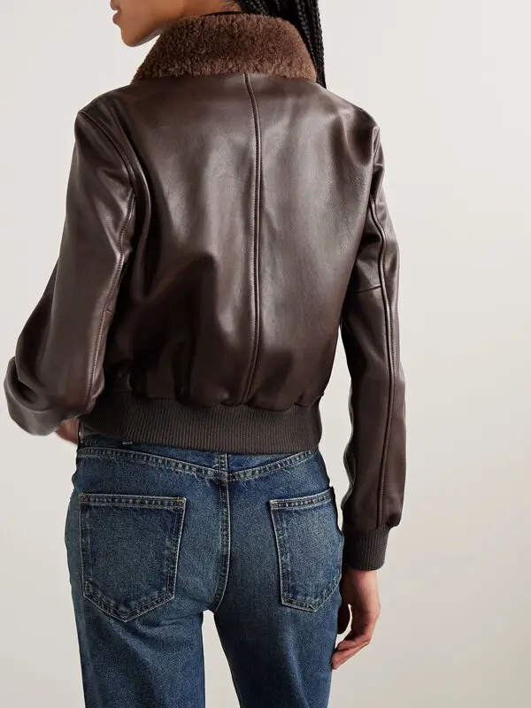 NILI LOTAN Tom Shearling-trimmed Leather Jacket
