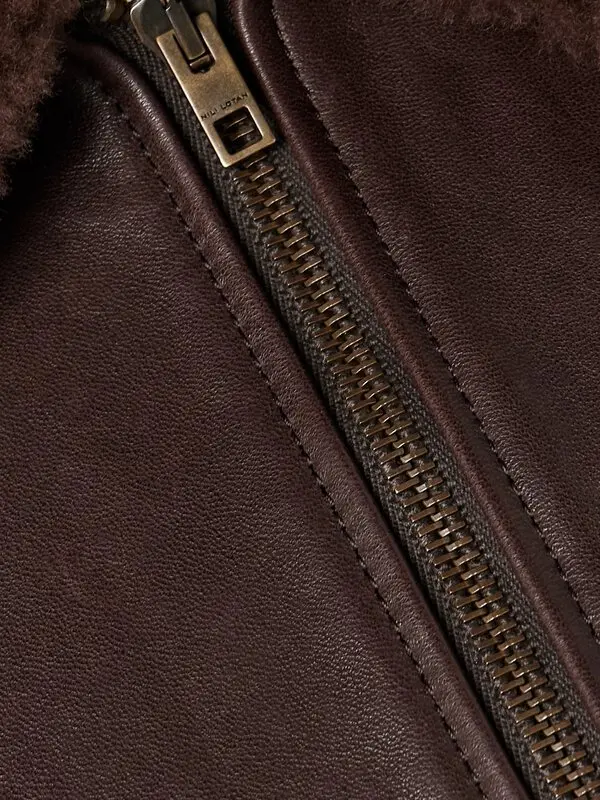 NILI LOTAN Tom Shearling-trimmed Leather Jacket