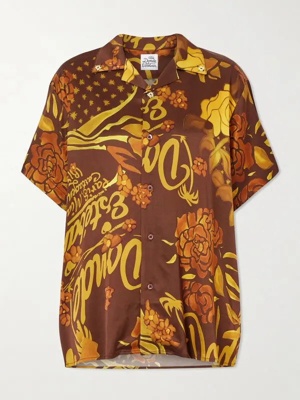 DONDE ESTEBAN Veranera Printed Stretch-satin Shirt